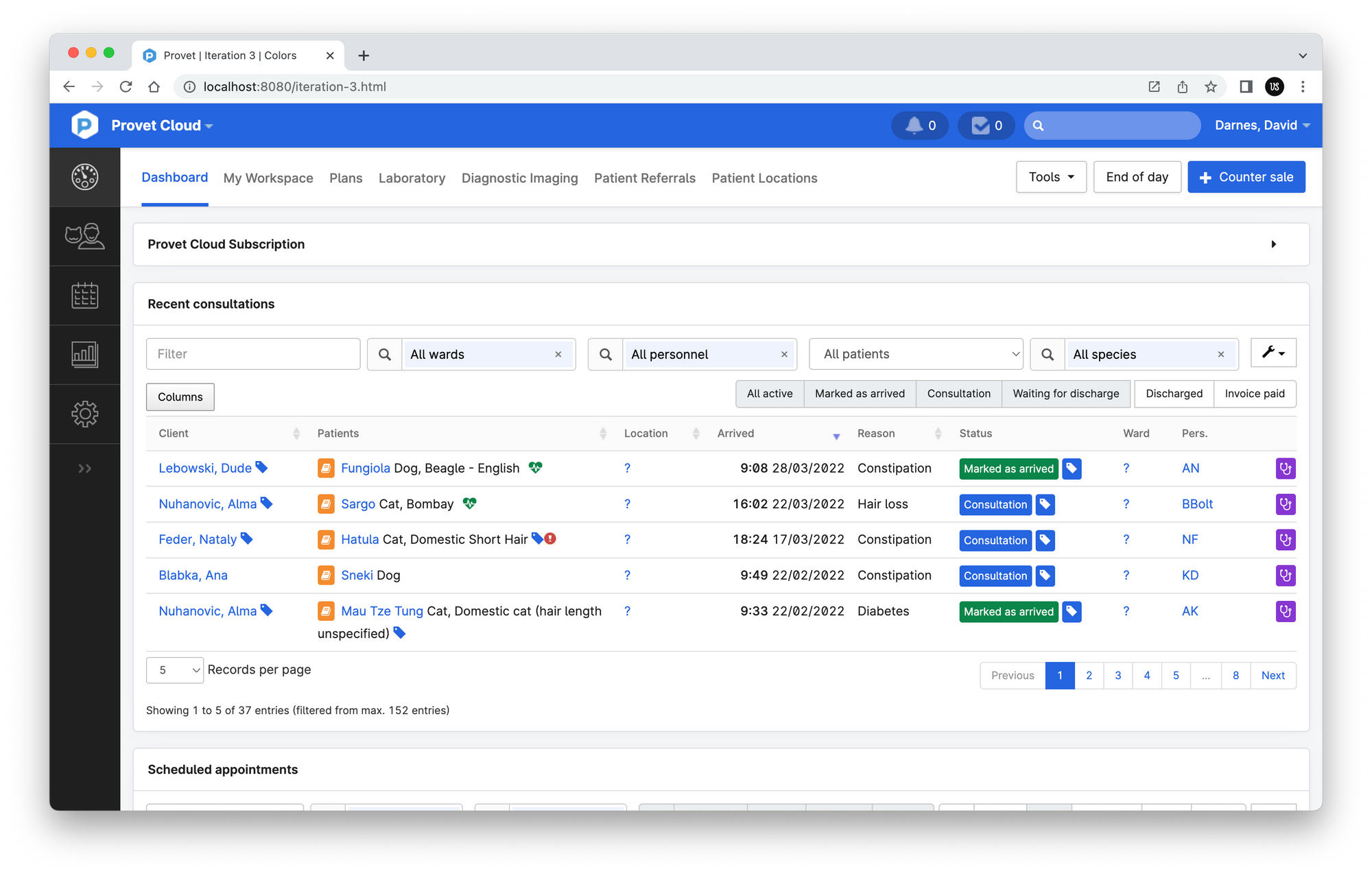 Design enhancements for Provet Cloud