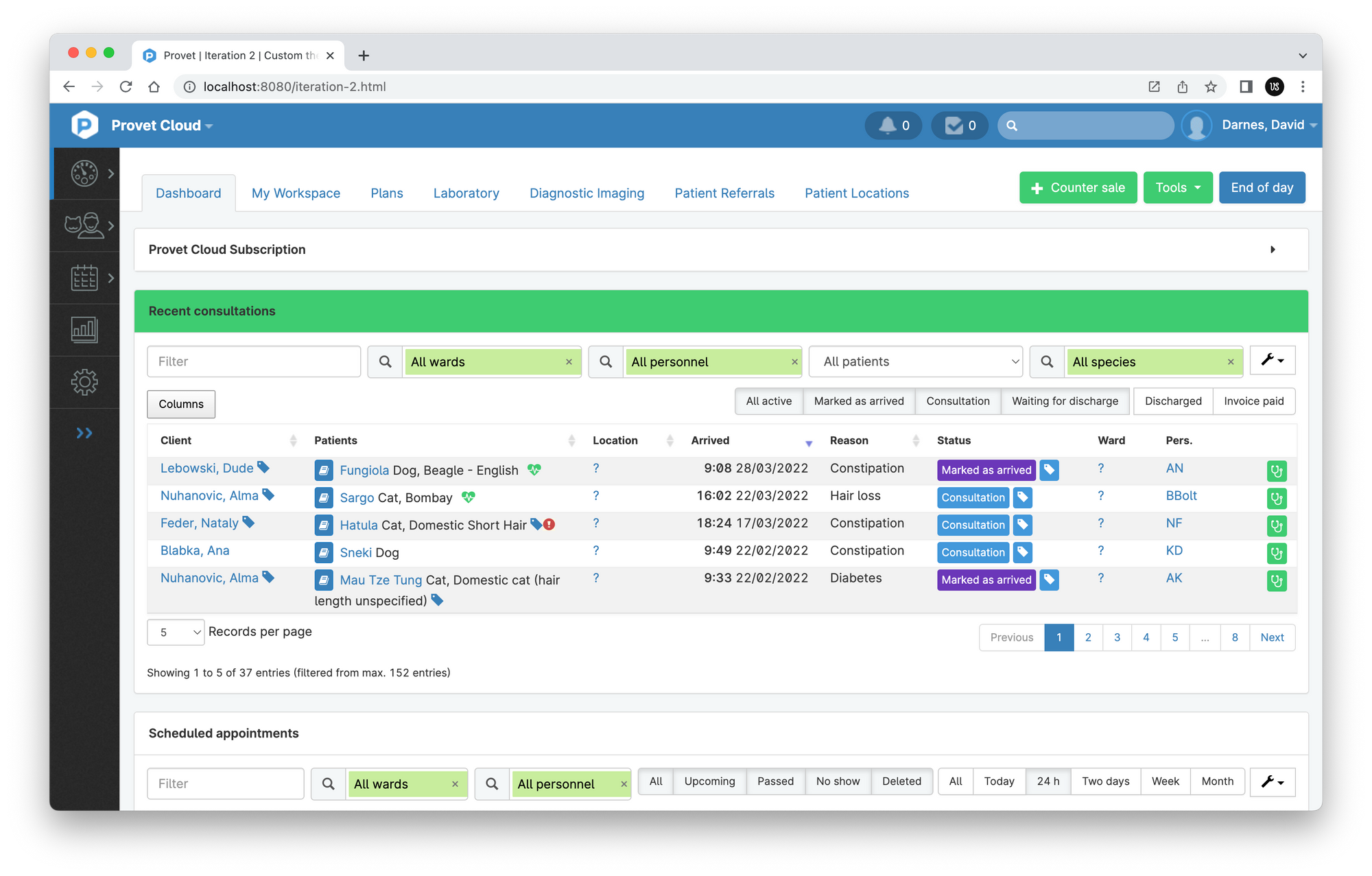 Design enhancements for Provet Cloud